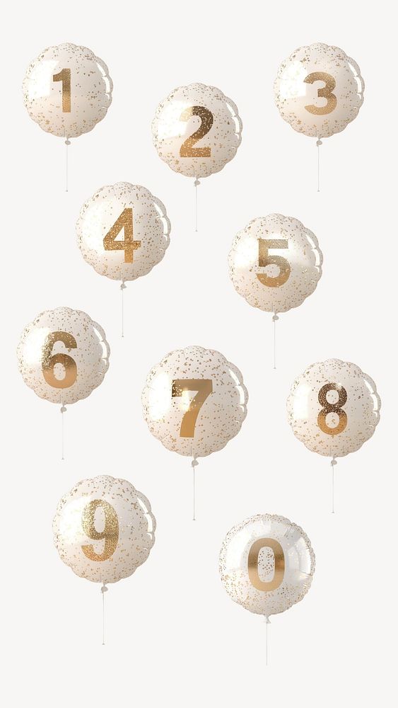 Editable pearl white number balloon | Premium Editable Design - rawpixel