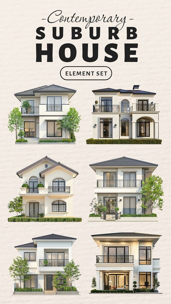 Editable Contemporary suburb house design | Premium Editable Design ...