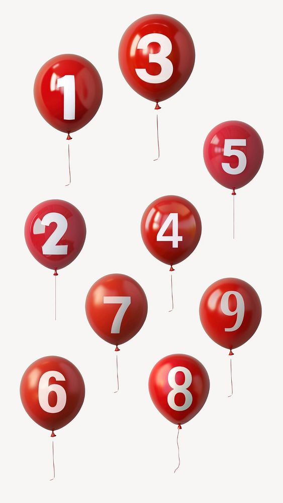 Editable red number balloon design | Premium Editable Design - rawpixel