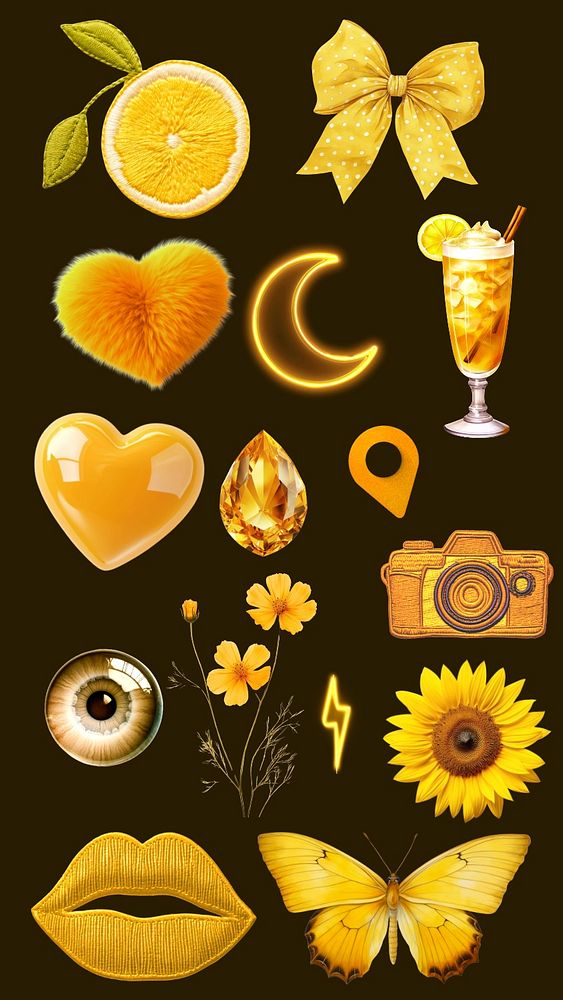 Editable yellow aesthetic object design | Premium Editable Design ...