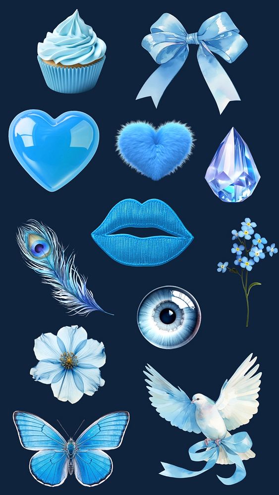 Editable blue aesthetic object design | Premium Editable Design - rawpixel