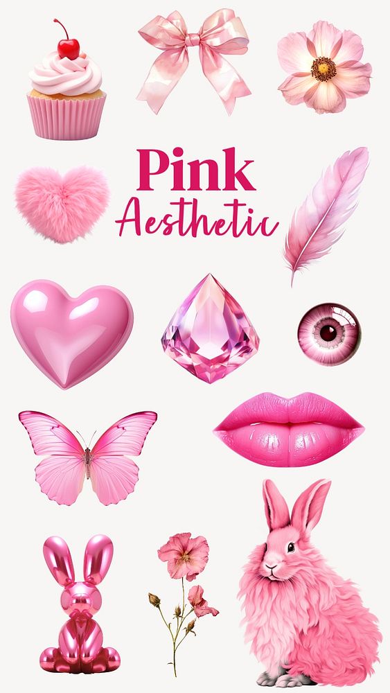Editable pink aesthetic object design | Premium Editable Design - rawpixel
