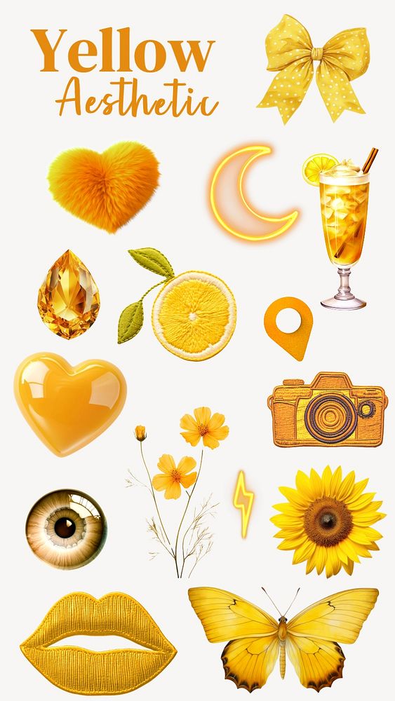 Editable yellow aesthetic object design | Premium Editable Design ...