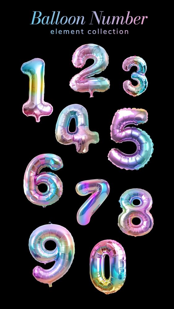 Editable iridescent number balloon design | Premium Editable Design ...