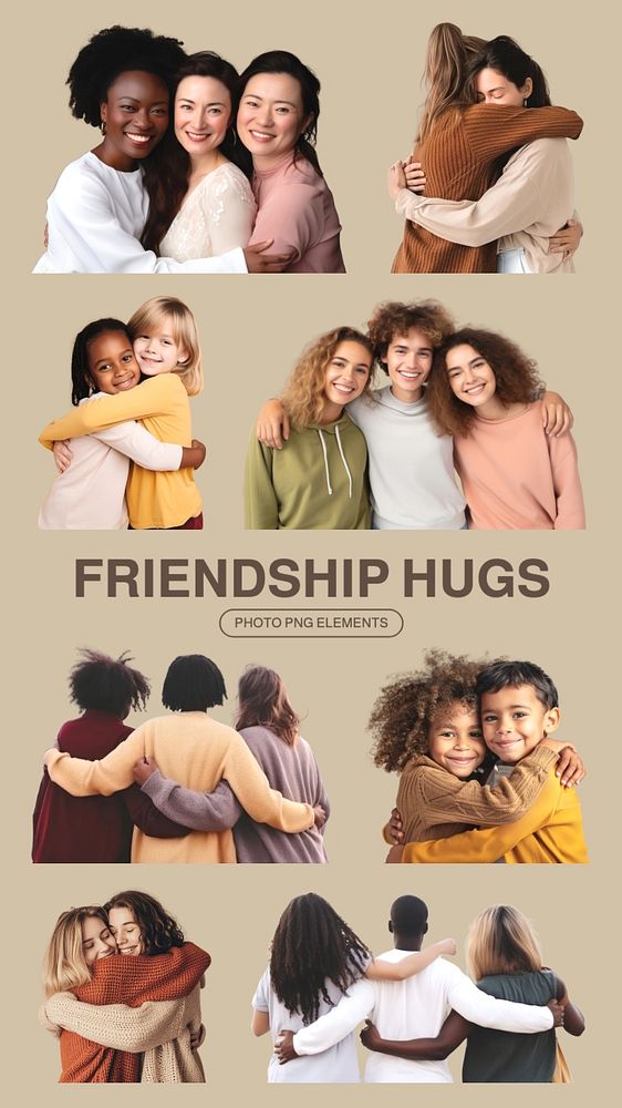 Editable friendship hug design element | Premium Editable Design - rawpixel