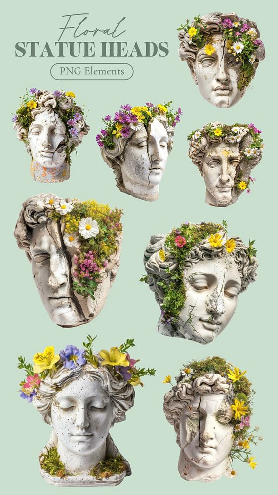 Editable floral statue head design | Premium Editable Design - rawpixel