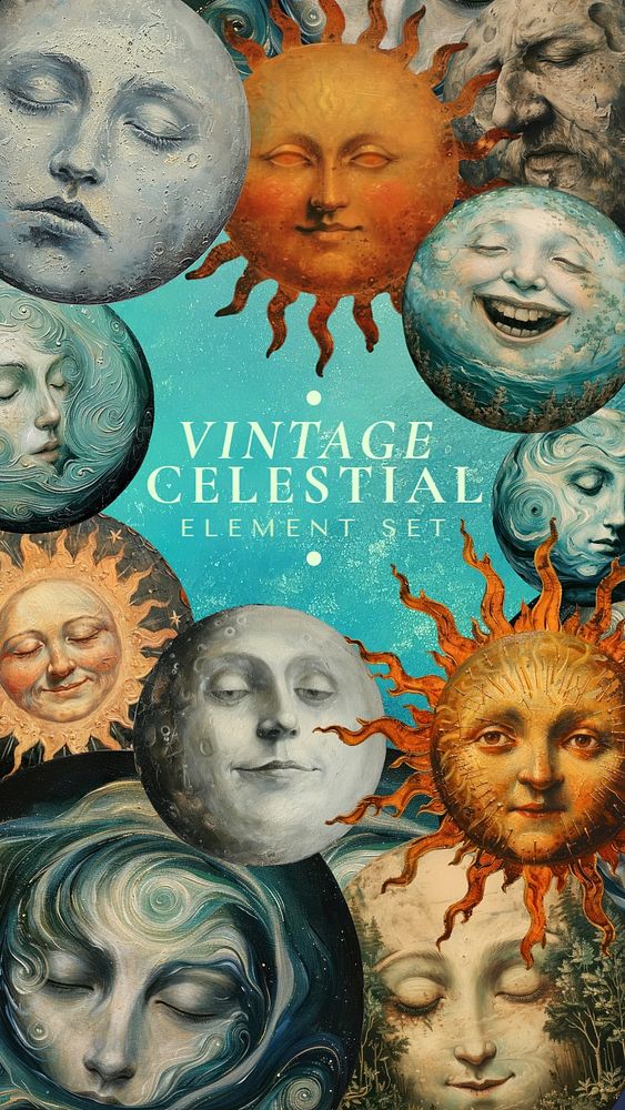 Editable vintage celestial design element | Premium Editable Design ...