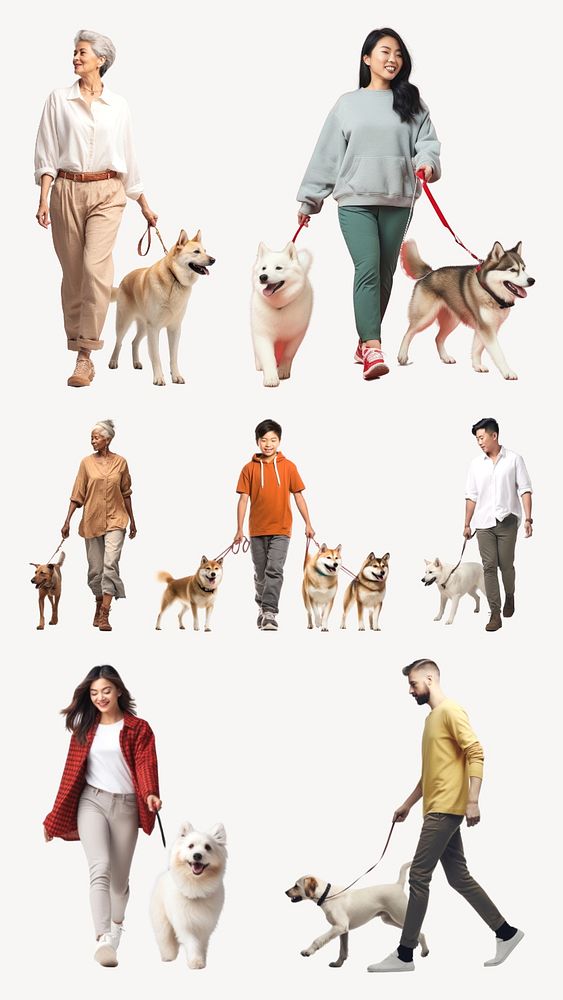Editable people walking dogs design | Premium Editable Design - rawpixel