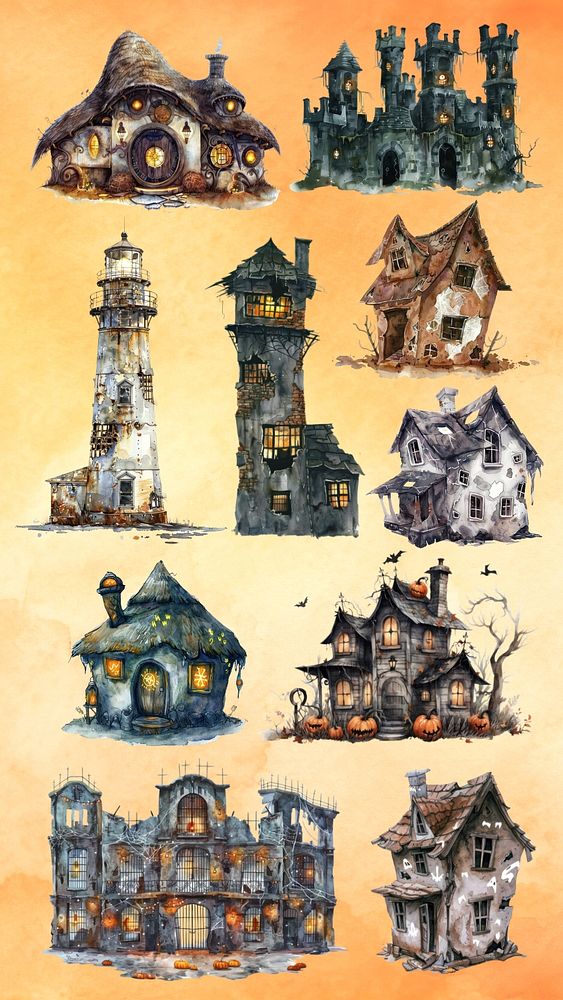 Editable spooky dwelling design element | Premium Editable Design ...