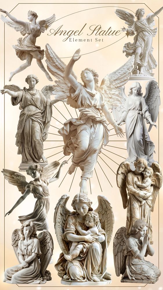 Editable angel statue design element | Premium Editable Design - rawpixel