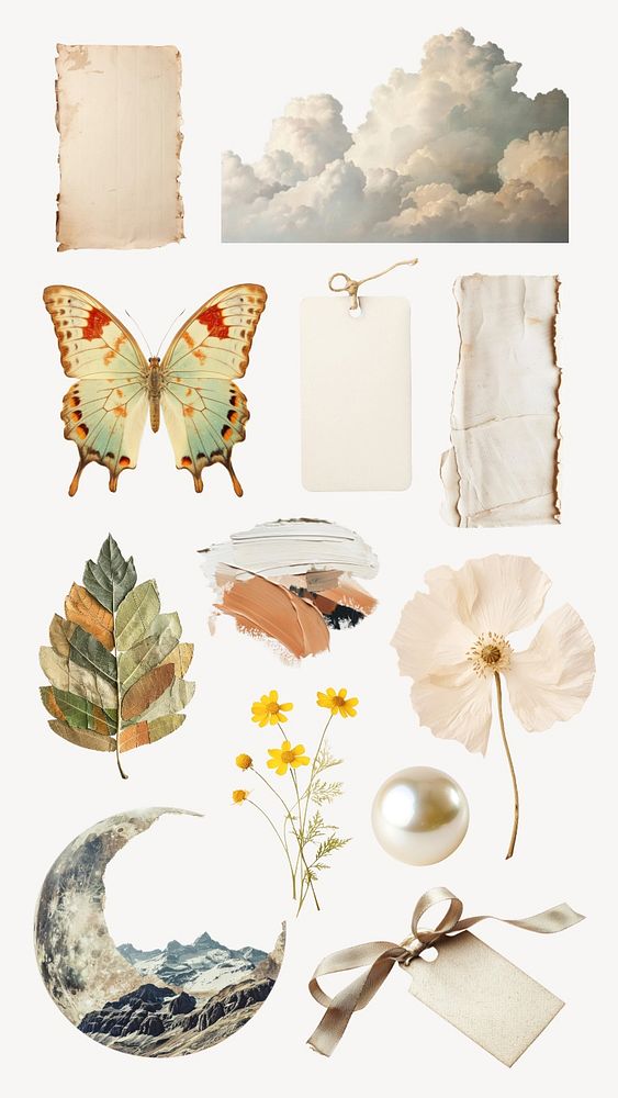 Editable aesthetic ephemera collage design | Premium Editable Design ...