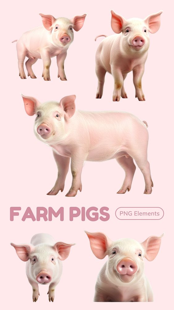 Editable pig design element set | Premium Editable Design - rawpixel