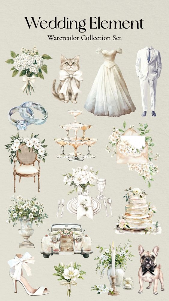 Editable wedding design element set | Premium Editable Design - rawpixel