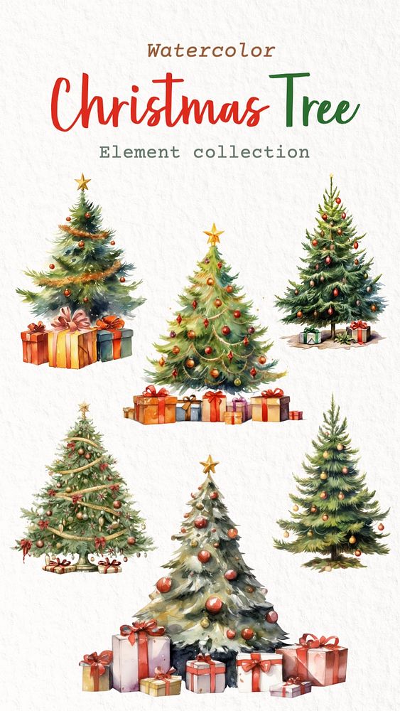 Editable watercolor Christmas tree design | Premium Editable Design ...
