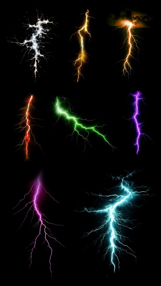 Editable lightning design element set | Premium Editable Design - rawpixel