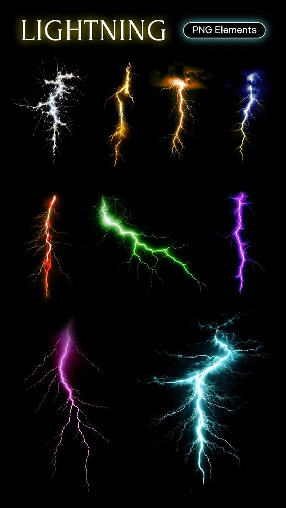 Editable lightning design element set | Premium Editable Design - rawpixel