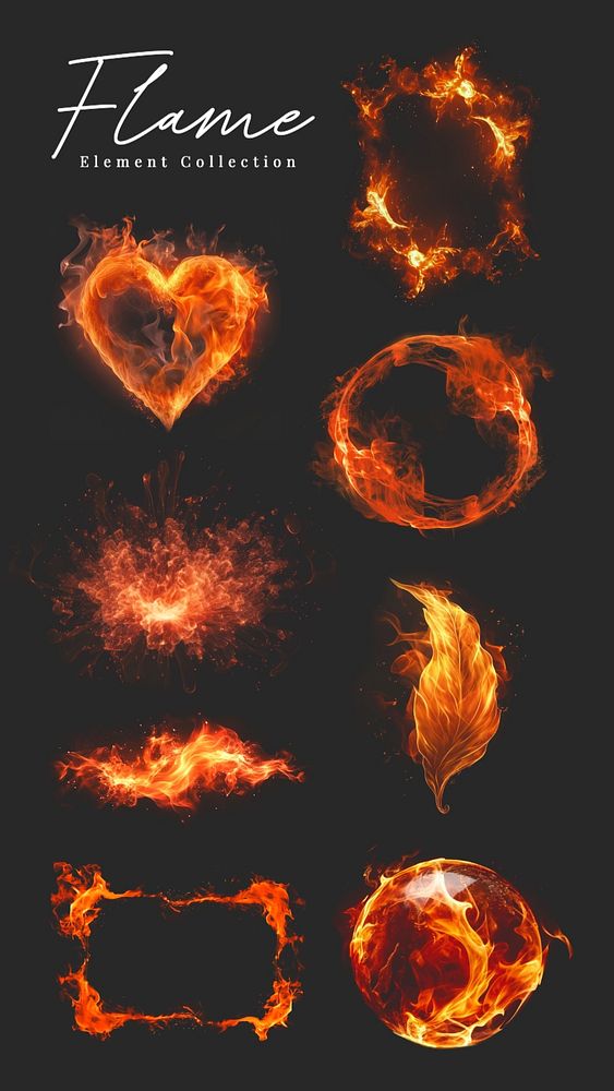Editable flame design element set | Premium Editable Design - rawpixel
