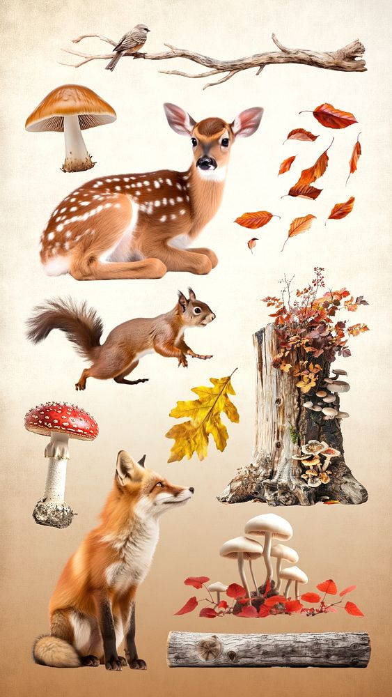 Editable woodland design element set | Premium Editable Design - rawpixel