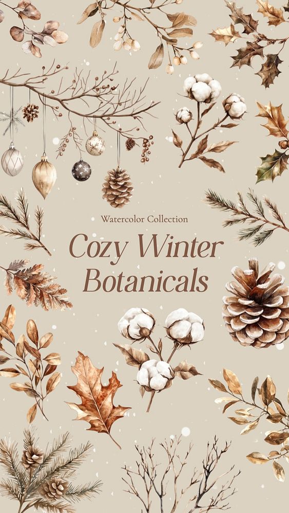 Editable cozy winter botanical design | Premium Editable Design - rawpixel