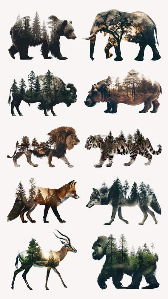 Editable double exposure wildlife design | Premium Editable Design ...
