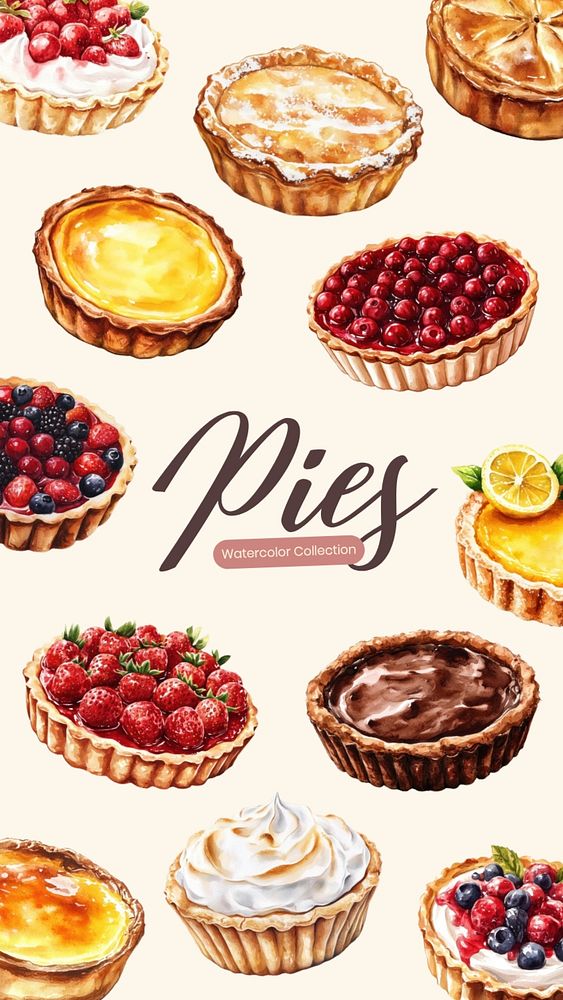 Watercolor pie design element set, | Premium Editable Design - rawpixel