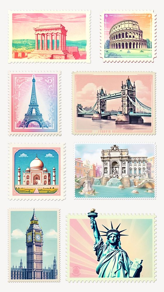 Editable vintage landmark postage stamp | Premium Editable Design ...