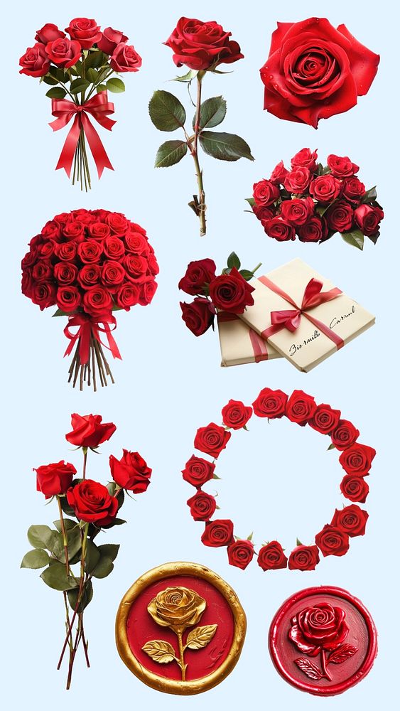 Elegant red rose design elements, | Premium Editable Design - rawpixel