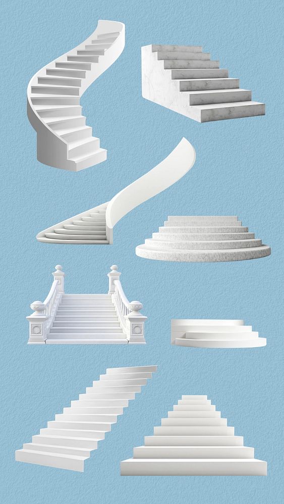 White stairs, editable element set | Premium Editable Design - rawpixel