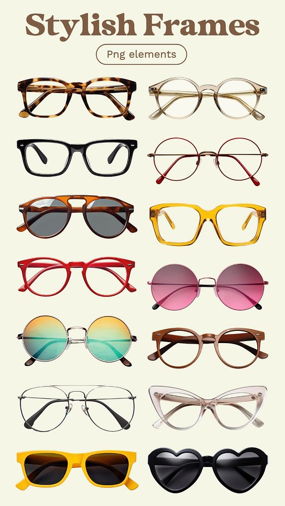 Stylish glasses and frames, editable | Premium Editable Design - rawpixel