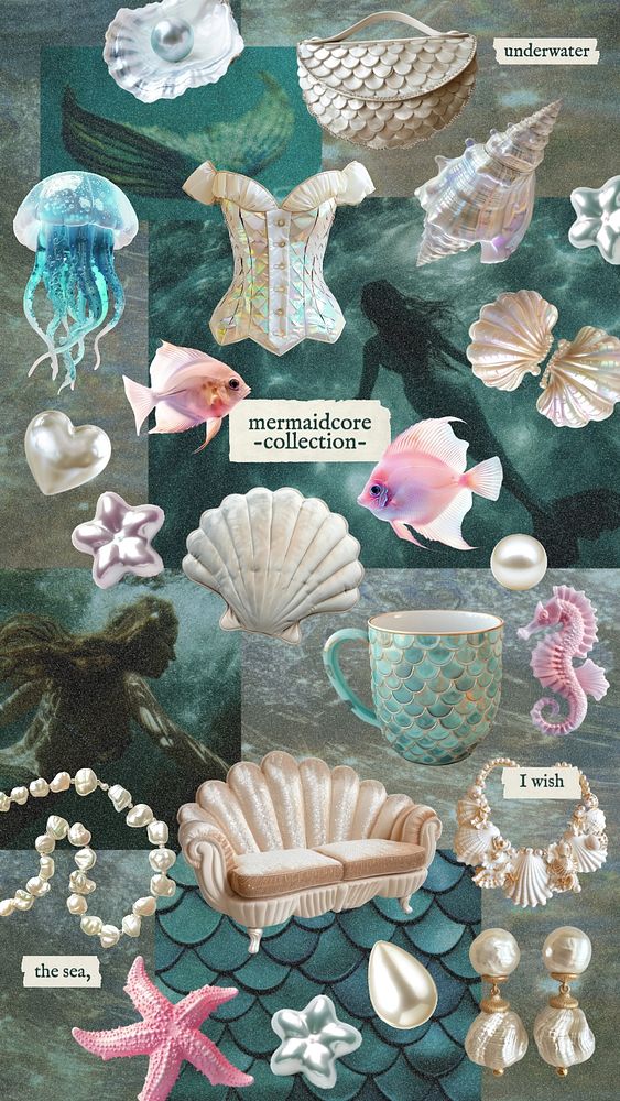 Mermaidcore objects, editable element set | Premium Editable Design ...