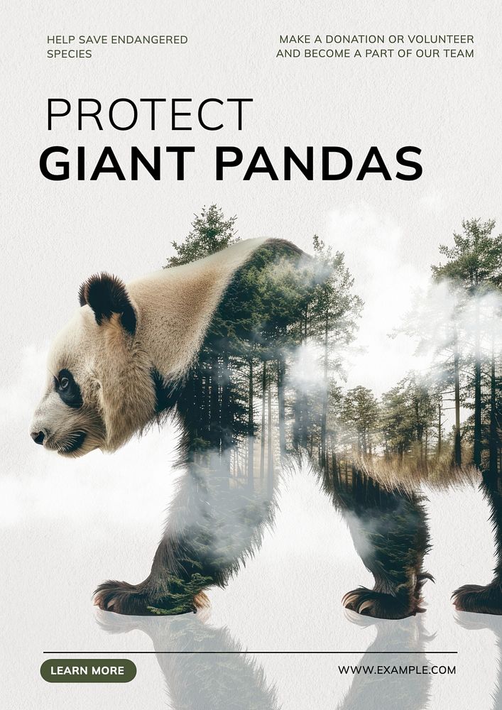 Protect giant panda poster template | Free Editable Template - rawpixel
