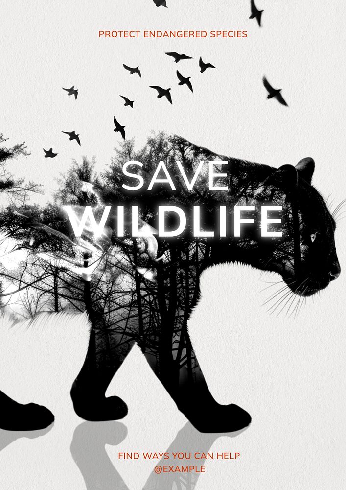 Save wildlife poster template, editable | Free Editable Template - rawpixel