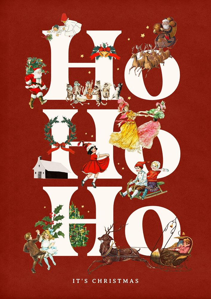 Ho Ho Ho Christmas poster | Free Editable Template - rawpixel