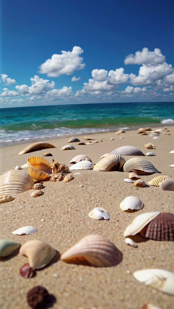 Close-up video angle seashells sandy | Free Video - rawpixel