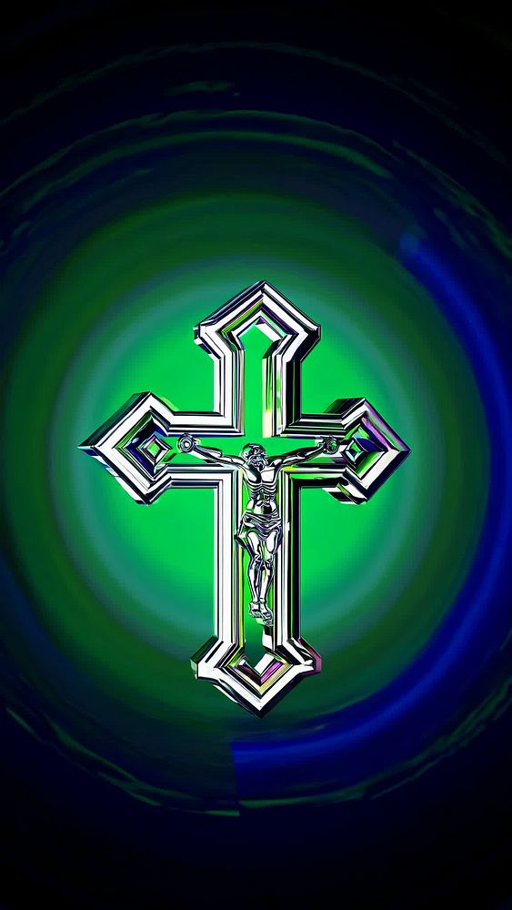 Futuristic cross metallic figure vibrant | Free Video - rawpixel