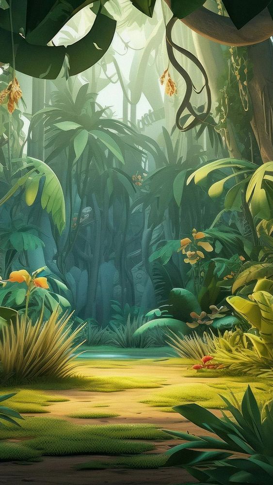 lush, animated jungle scene vibrant | Free Video - rawpixel