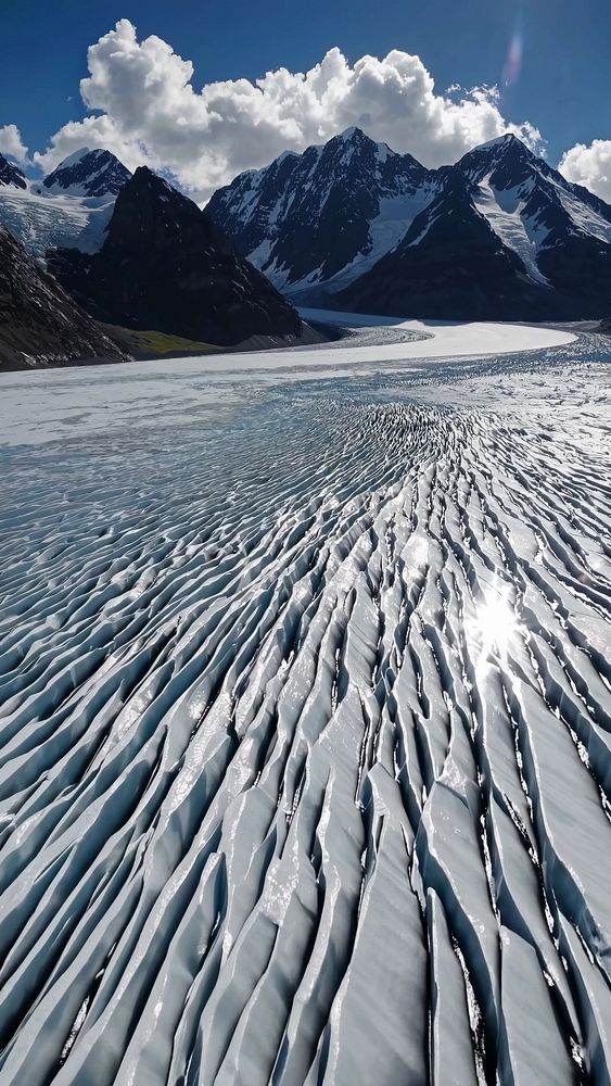 Aerial view glacier deep crevasses | Free Video - rawpixel