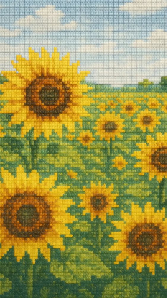 Vibrant sunflower field mosaic low-angle | Free Video - rawpixel