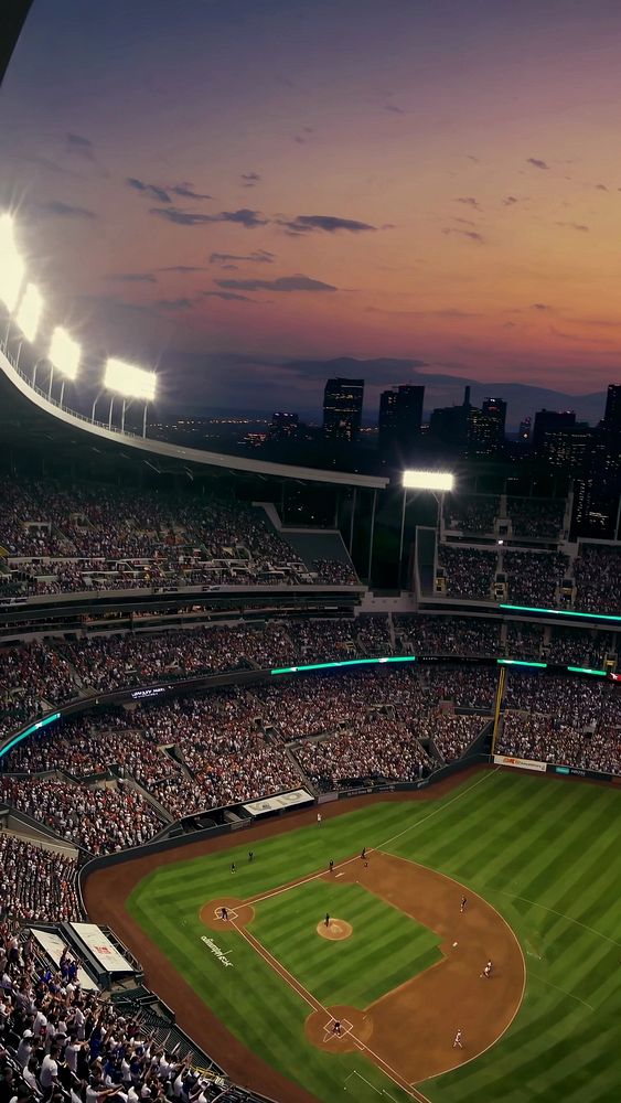 Aerial view baseball stadium sunset | Free Video - rawpixel