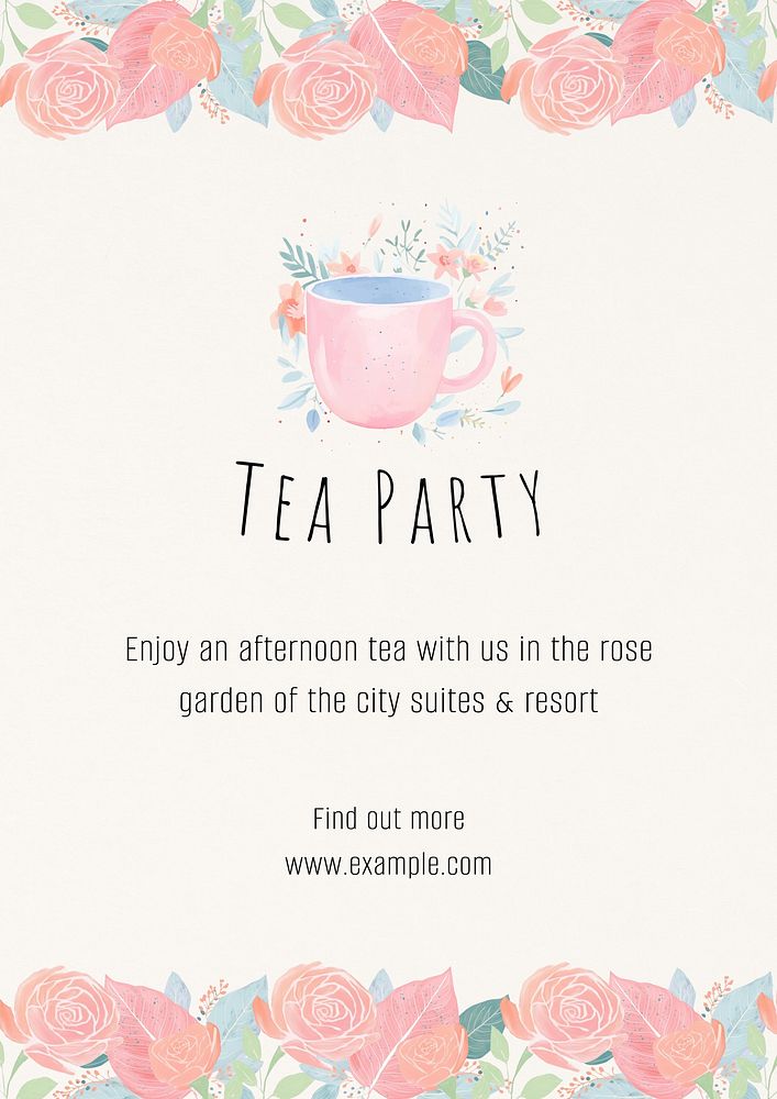 Tea party poster template | Free Photo - rawpixel