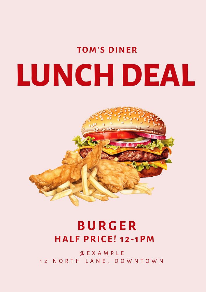 Lunch deal poster template | Free Photo - rawpixel