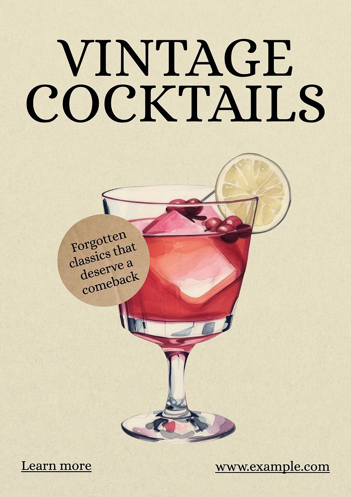 Vintage cocktails poster template | Free Photo - rawpixel