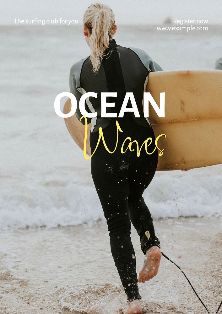 Ocean waves poster template | Free Photo - rawpixel