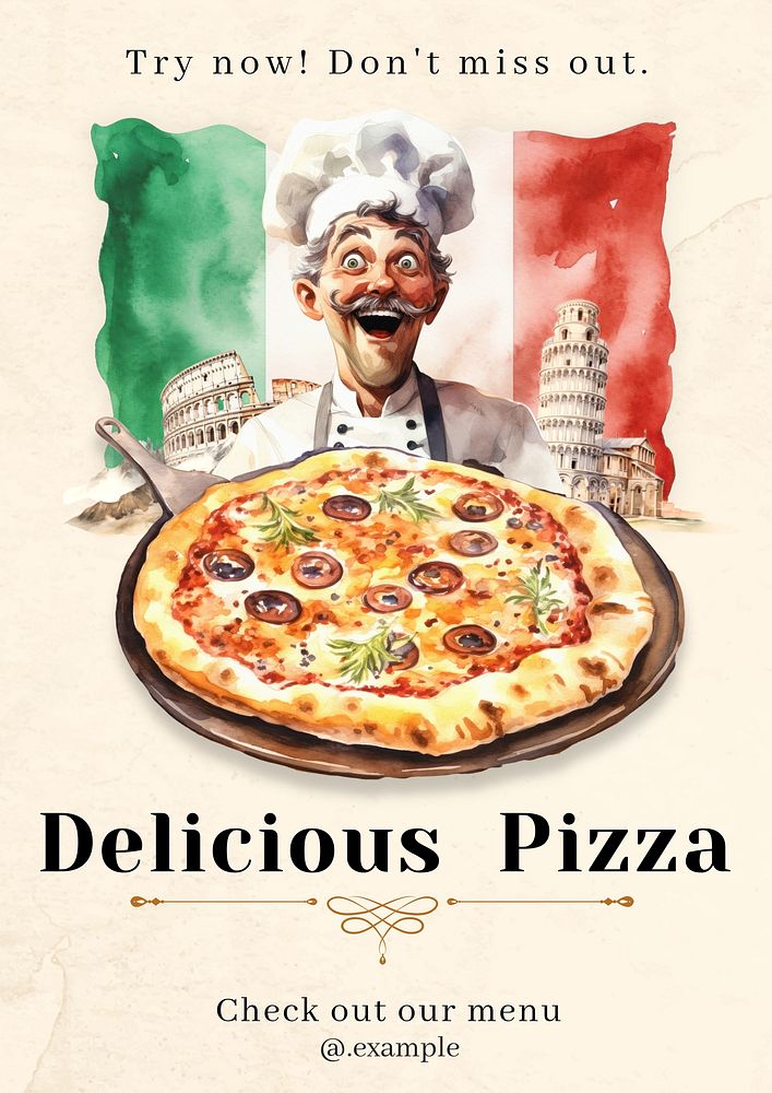 Pizza & restaurant poster template | Free Photo - rawpixel