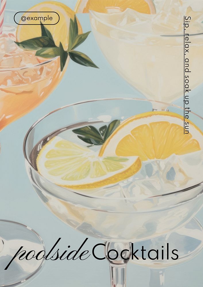 Poolside cocktails poster template | Free Photo - rawpixel