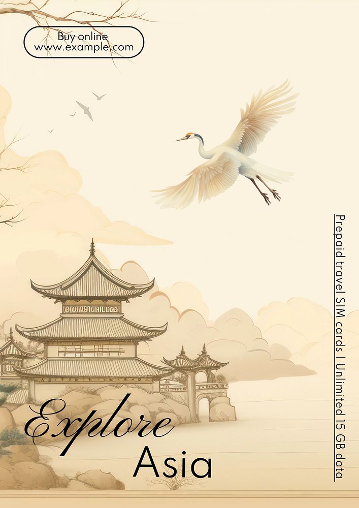 Explore Asia poster template | Free Photo - rawpixel
