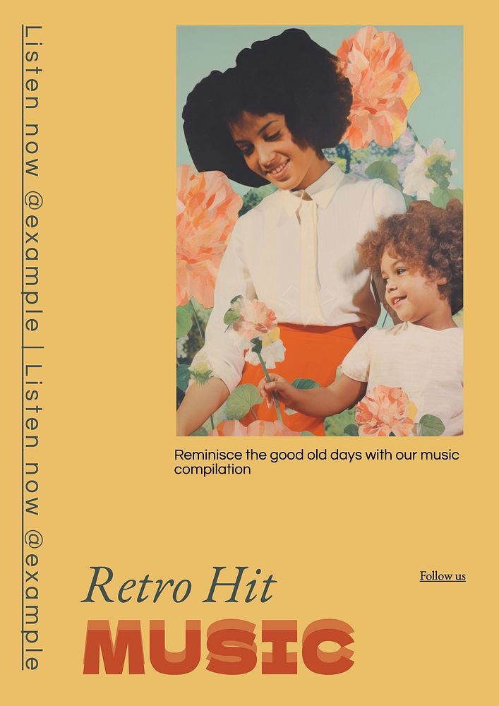 Retro music playlist poster template | Free Photo - rawpixel