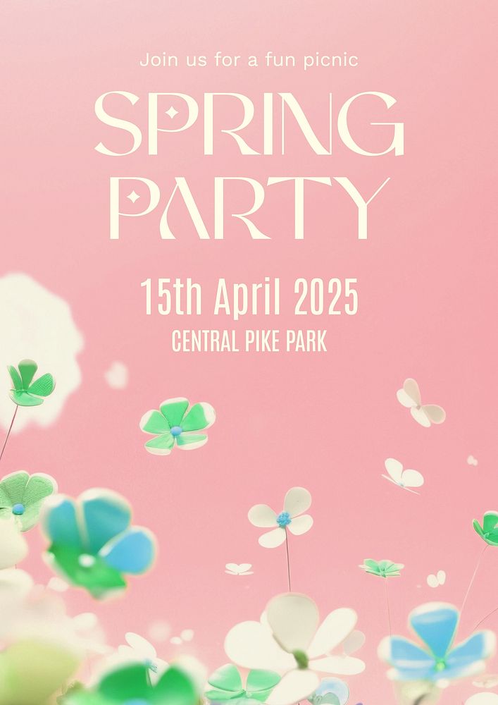 Spring party poster template | Free Photo - rawpixel