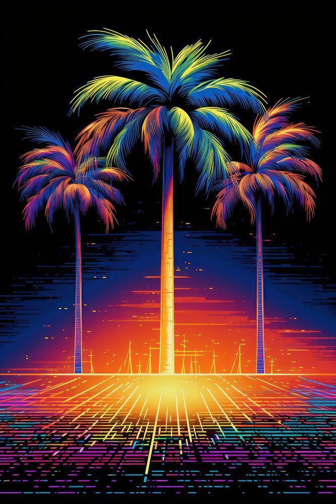 Coconut tree arecaceae fireworks lighting. | Free Photo Illustration ...