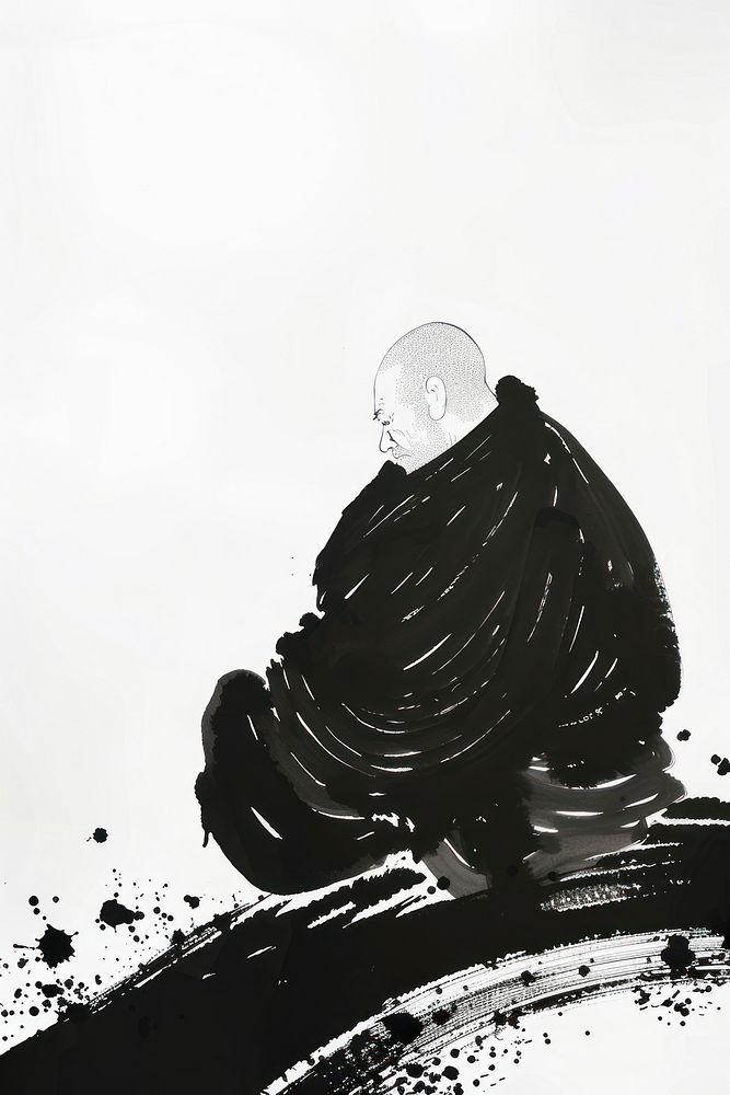 Monk Japanese minimal art illustrated | Free Photo Illustration - rawpixel